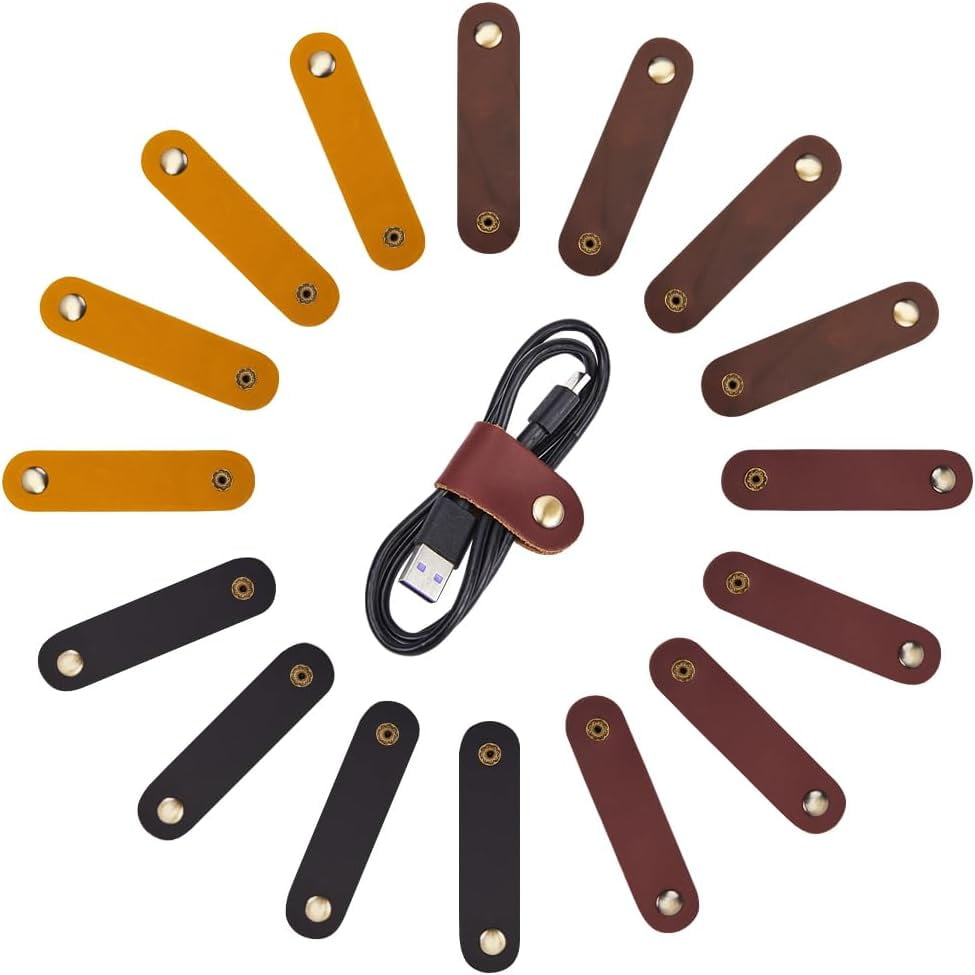 20Pcs 4 Colors Leather Cable Straps Ties Organizers Reusable Fastening ...