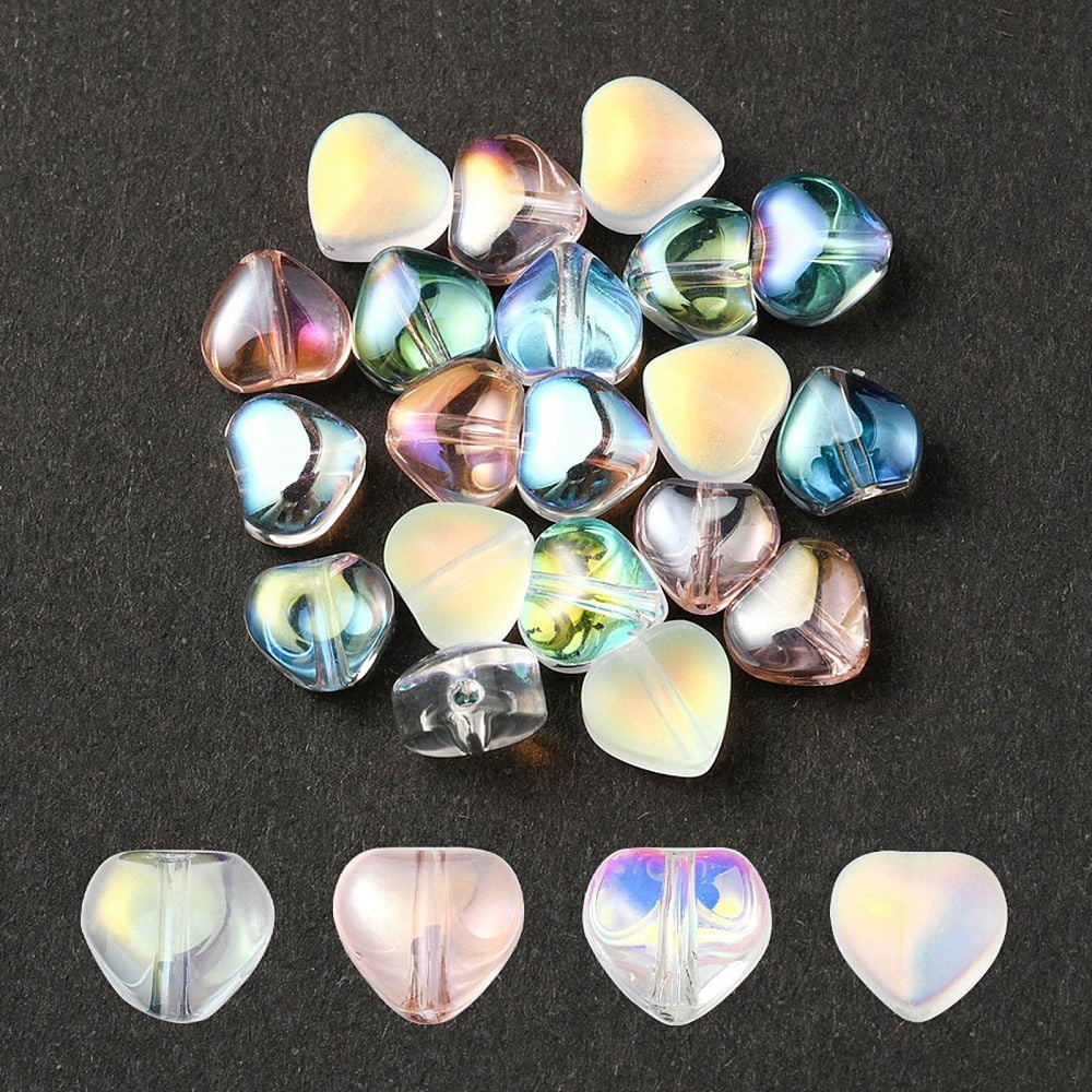 20Pcs 4 Colors Transparent Spray Painted Frosted Glass Beads AB Color ...