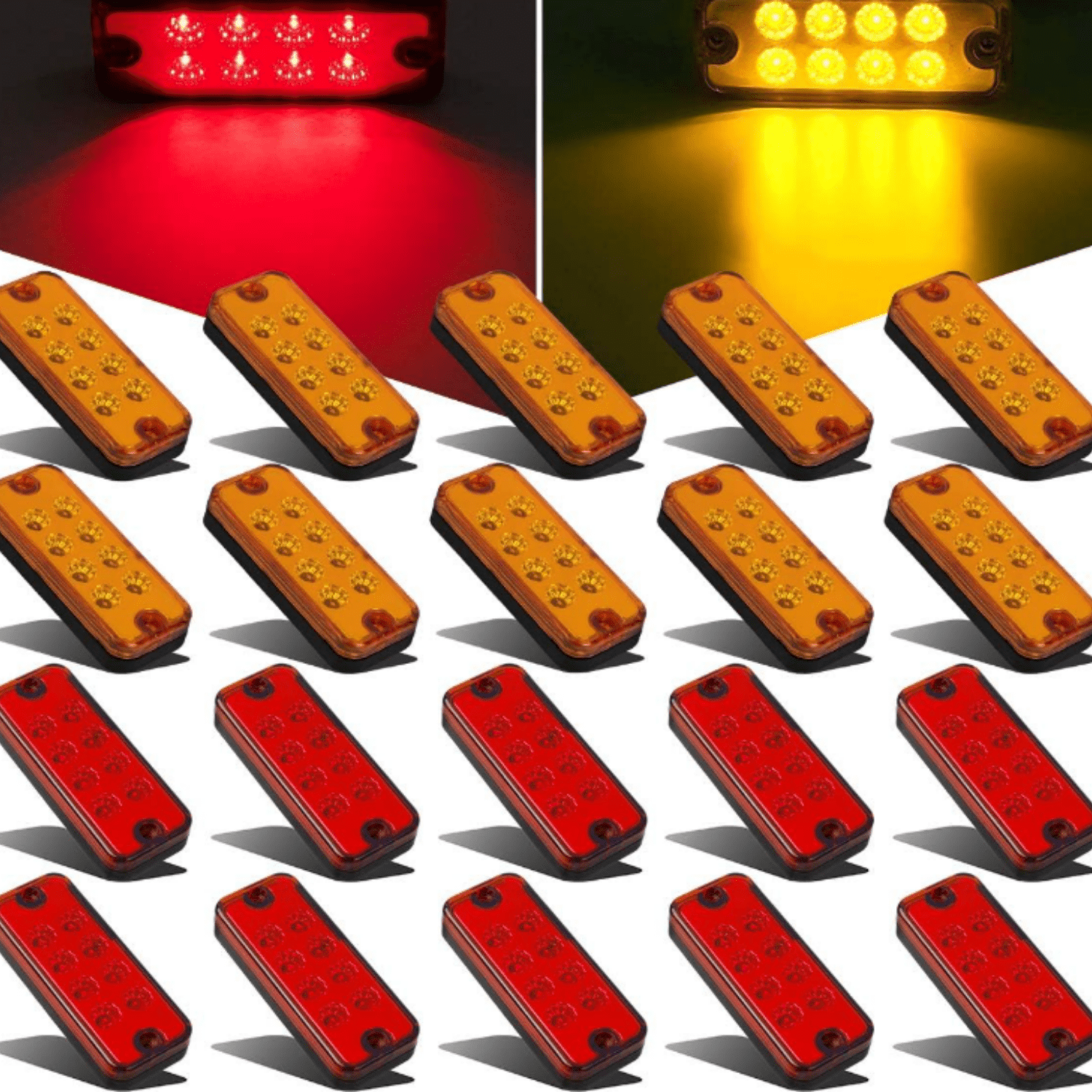 20Pcs 4 Inch Led Rectangular Side Marker Clearance Lights, 8 LED ...