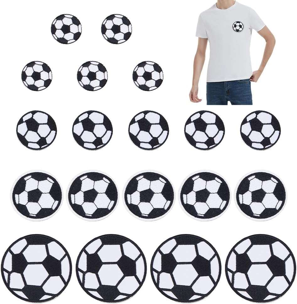 20Pcs 4 Sizes Soccer Patch 3/4/5/7cm Soccer Ball Embroidered Patch ...