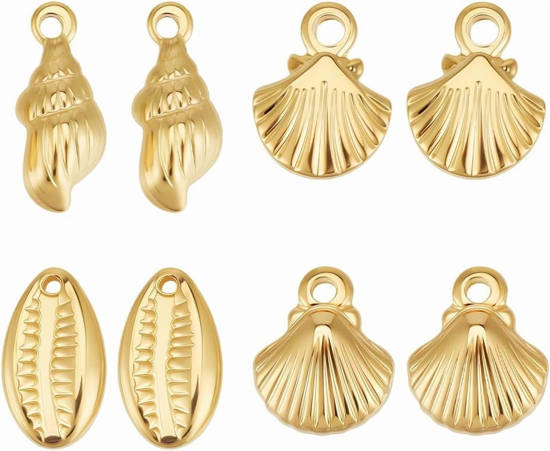 20Pcs 4 Styles Conch Sea Shell Charms 18K Gold Plated 304 Stainless ...