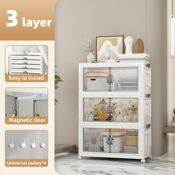 20Pcs 48QT Heavy-Duty White Plastic Folding Storage Cabinet with ...