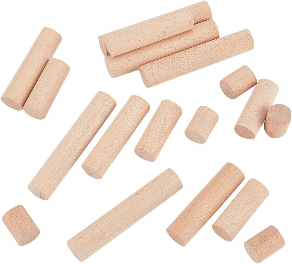 20Pcs 4Sizes Wooden Craft Blocks Cylinders 2mm Diameter Unfinished ...