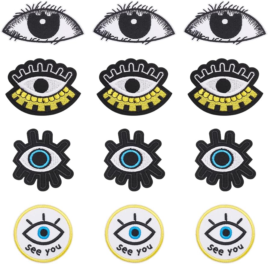 20Pcs 4Styles Evil Eye Embroidery Patches Applique Patches Evil Eye Sew on or Iron on Patches ...
