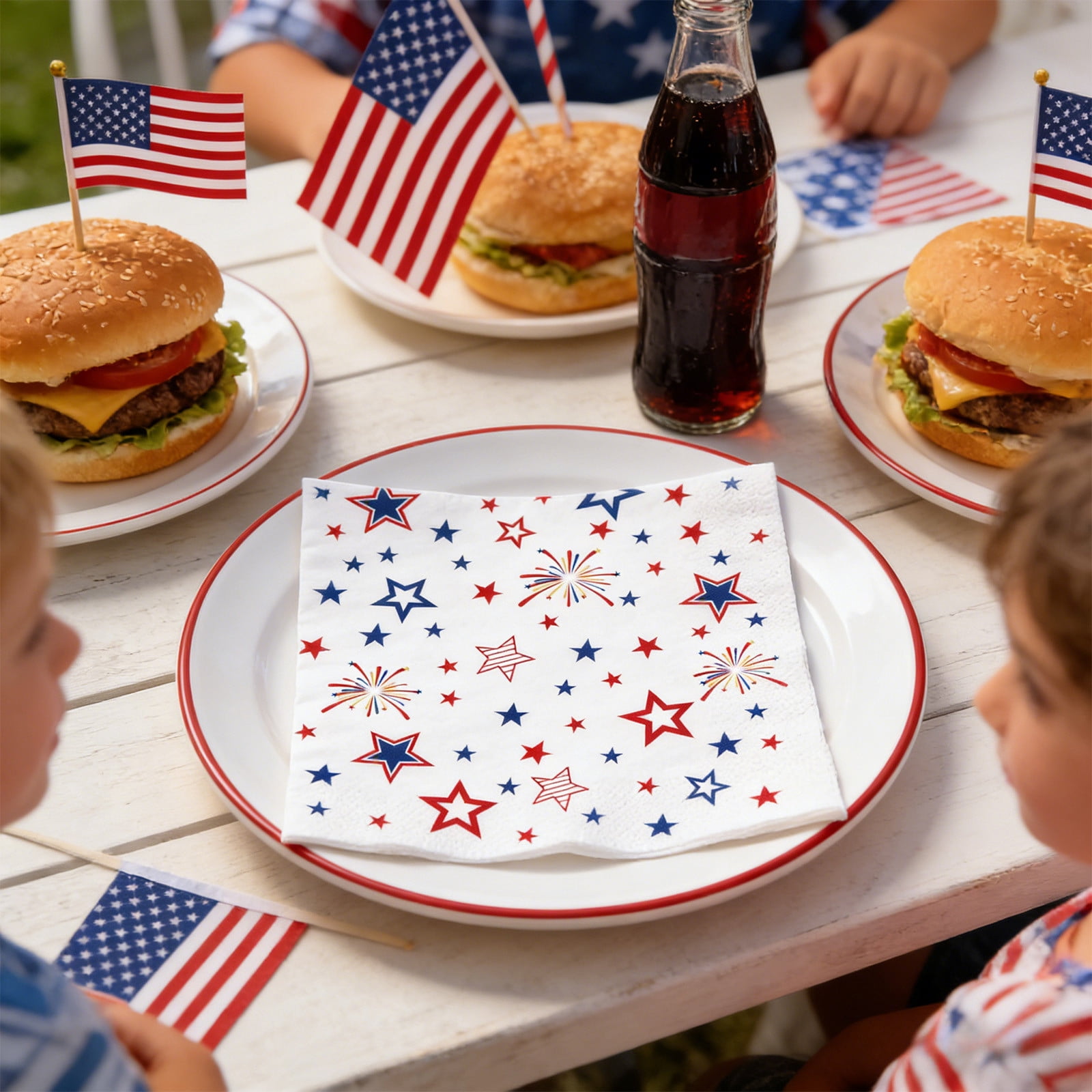 20Pcs 4th of July Star Themed Party Napkins, Patriotic Red White Blue ...