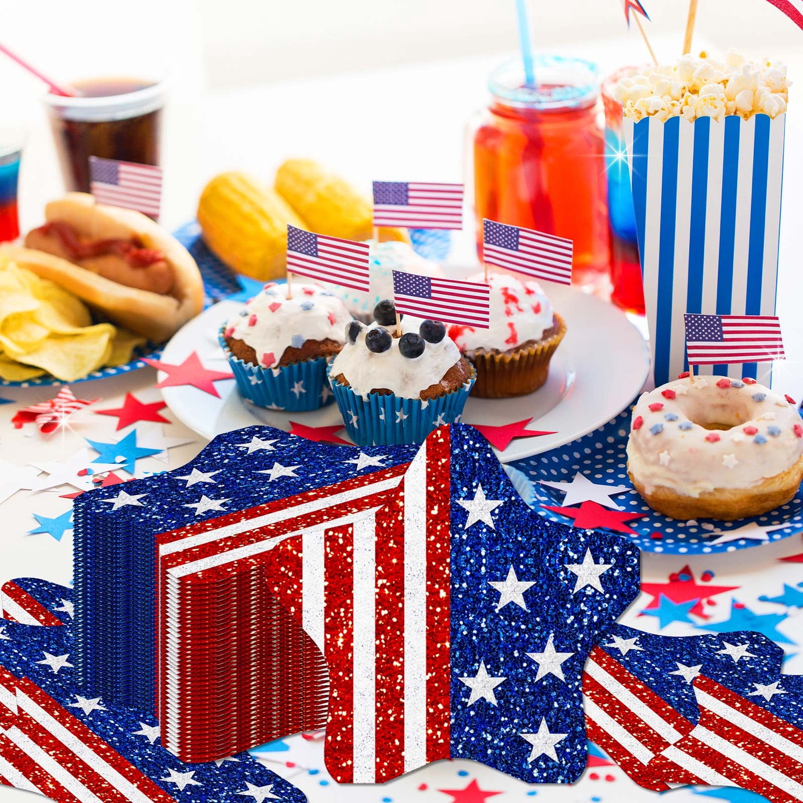 20Pcs 4th of July Star Themed Party Napkins, US National Day Holiday ...