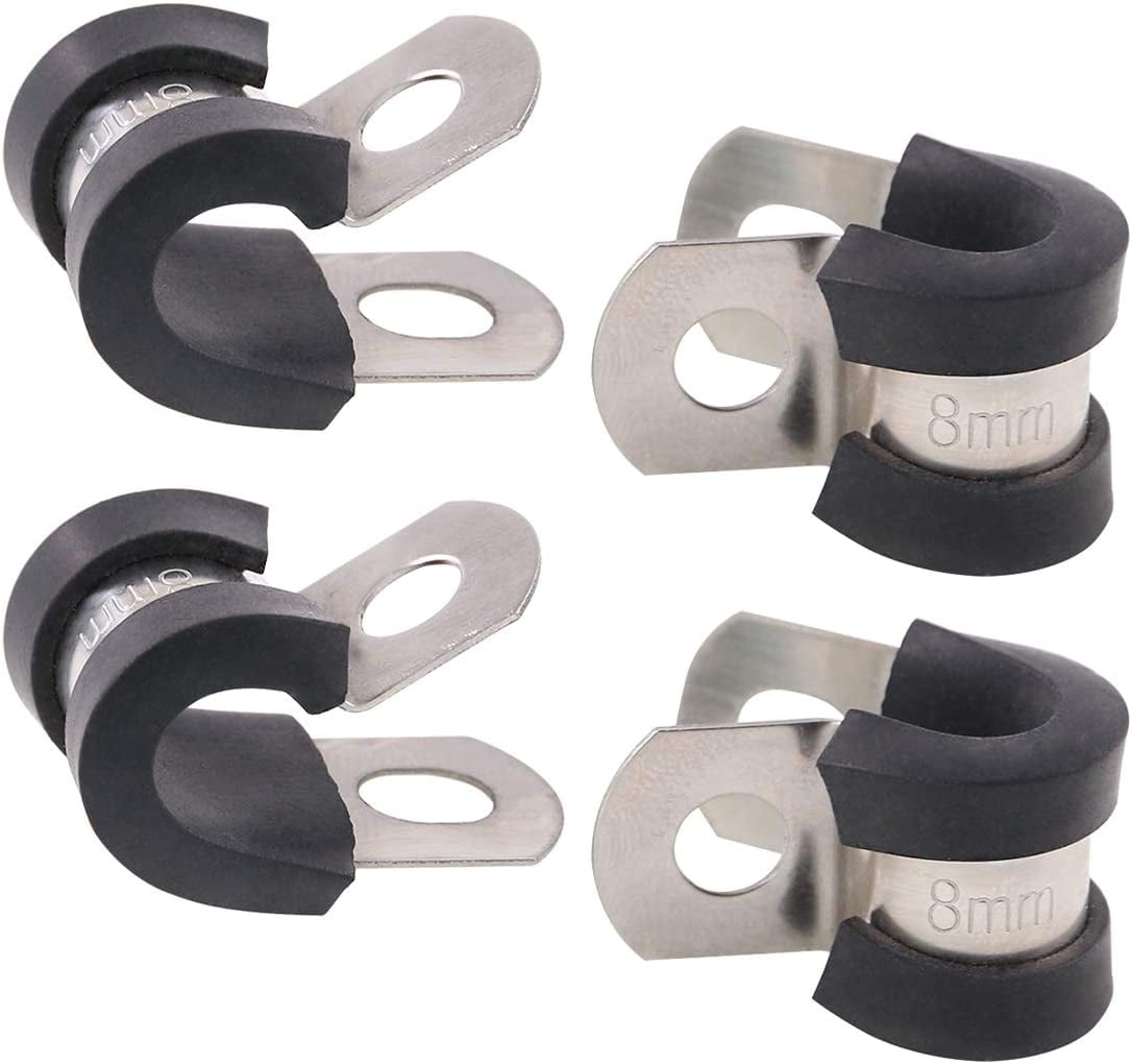 20Pcs 5/16" (8mm) Cable Clamp Rubber Wire Clamps Stainless Steel Rubber ...