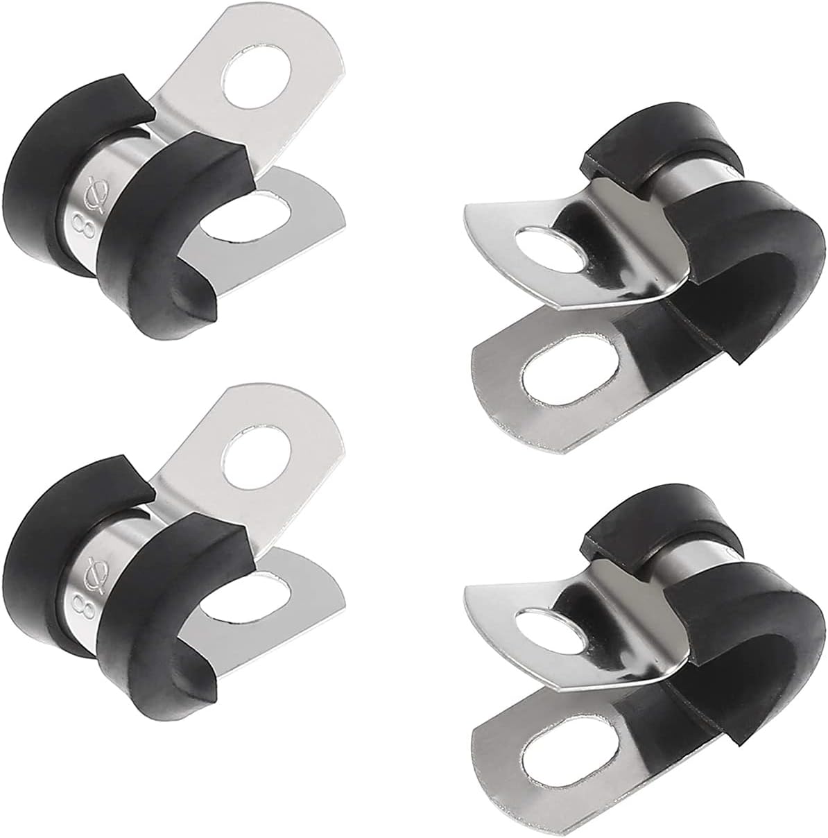 20Pcs 5/16" (8mm) Cable Clamps Rubber Wire Clamps, Stainless Steel ...