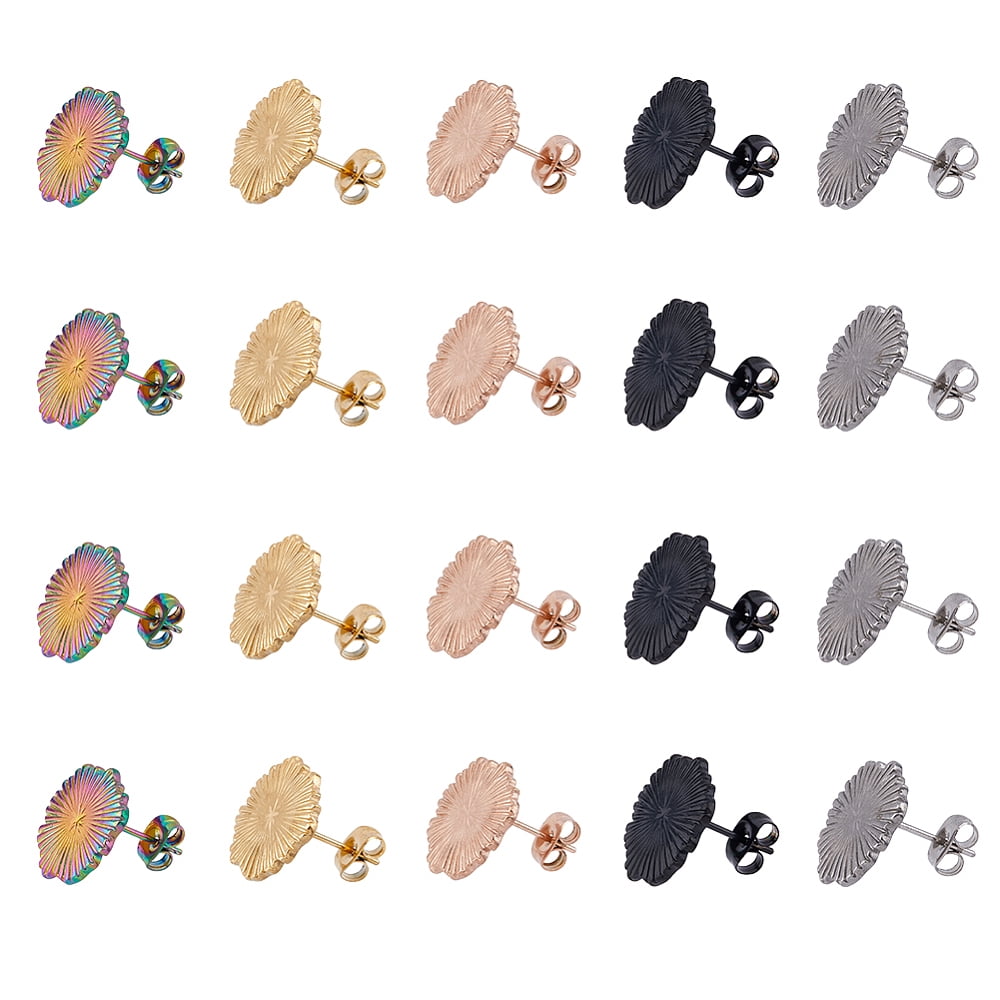 20Pcs 5 Color 304 Stainless Steel Stud Earring Finding with Vertical ...
