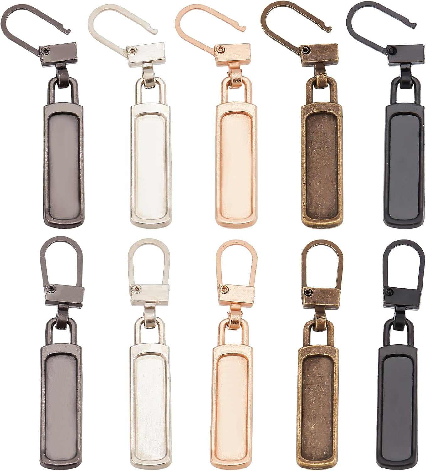 20Pcs 5 Color Zipper Pull Replacements Metal Detachable Zipper Pulls ...