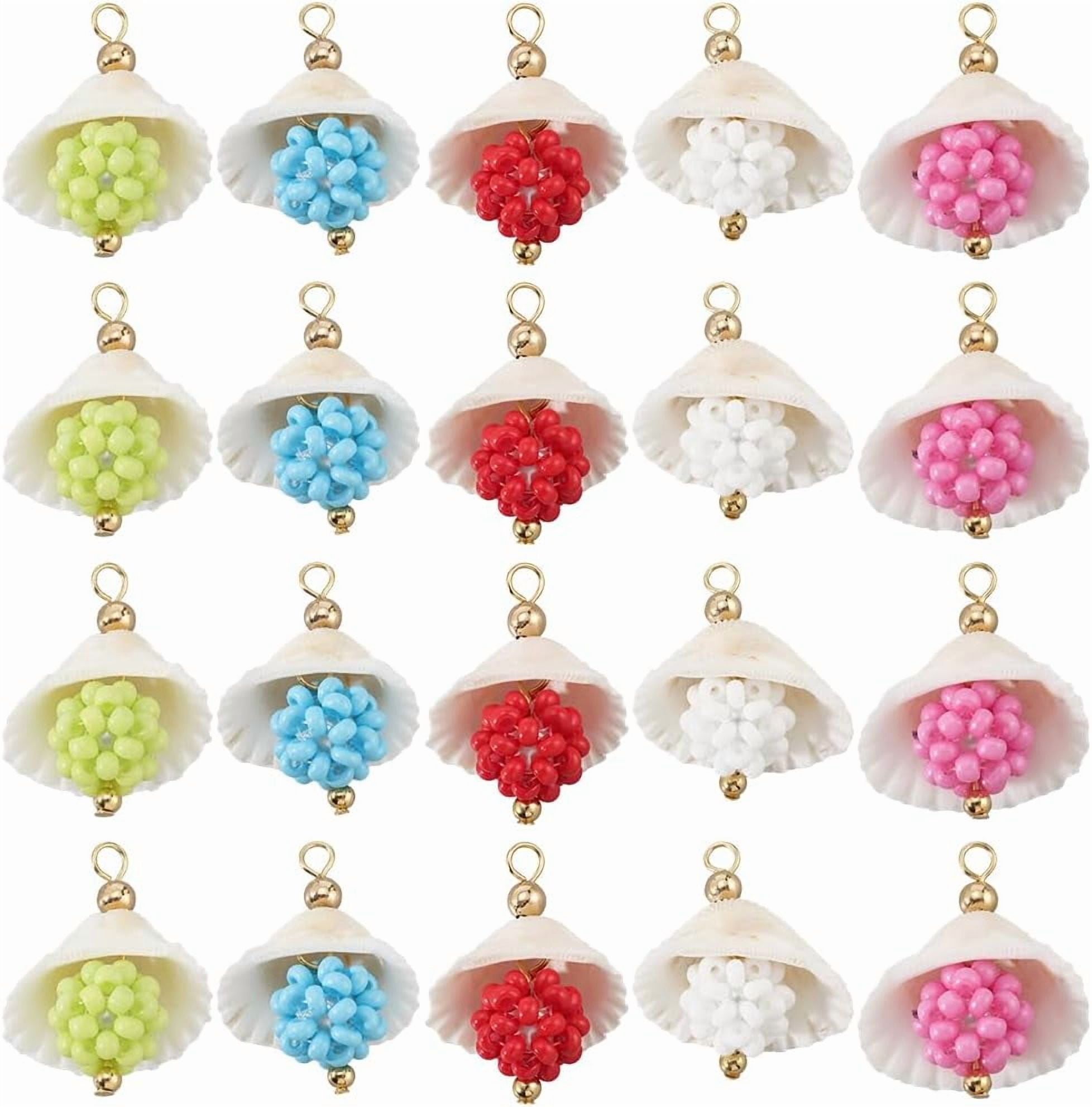 20Pcs 5 Colors Clam Shell Charms 18K Gold Plated Summer Ocean Beach ...
