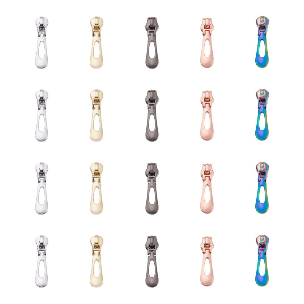 20Pcs 5 Colors Rack Plating Zinc Alloy Replacement Zipper Sliders for ...