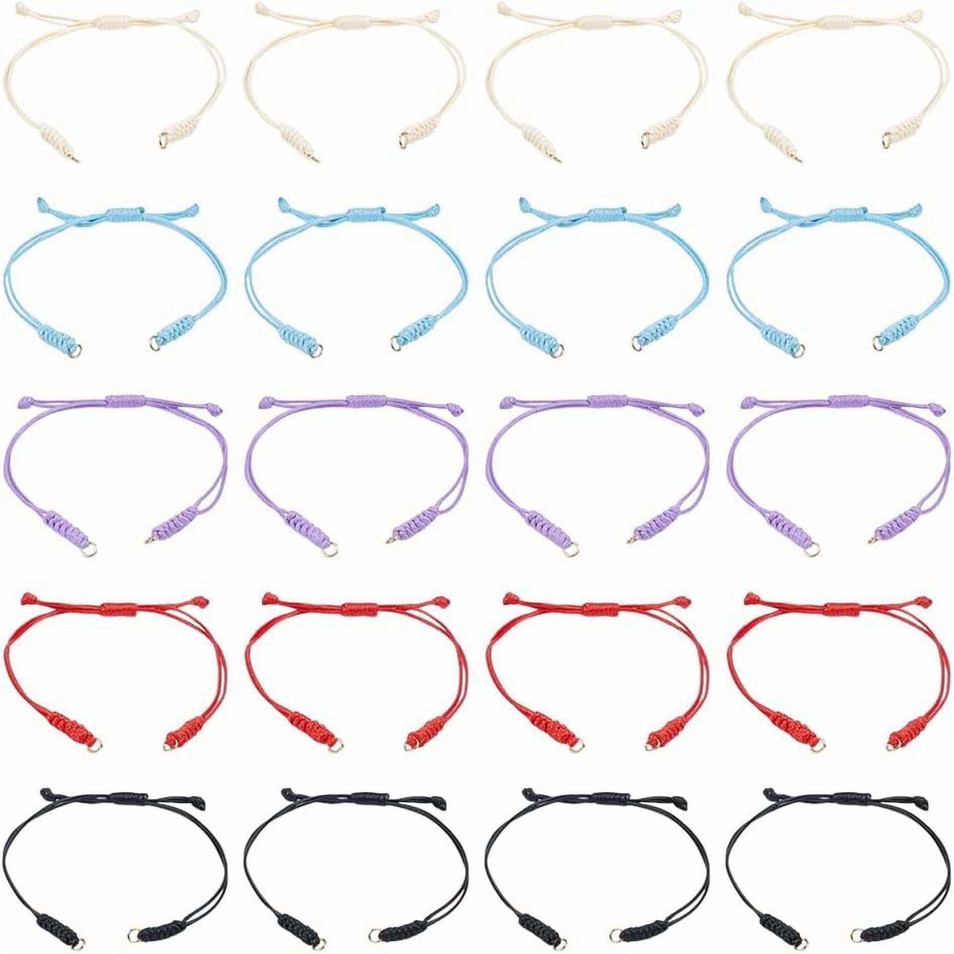 20Pcs 5 Colors Waxed Polyester Cord Bracelets Adjustable Bracelet Braid ...