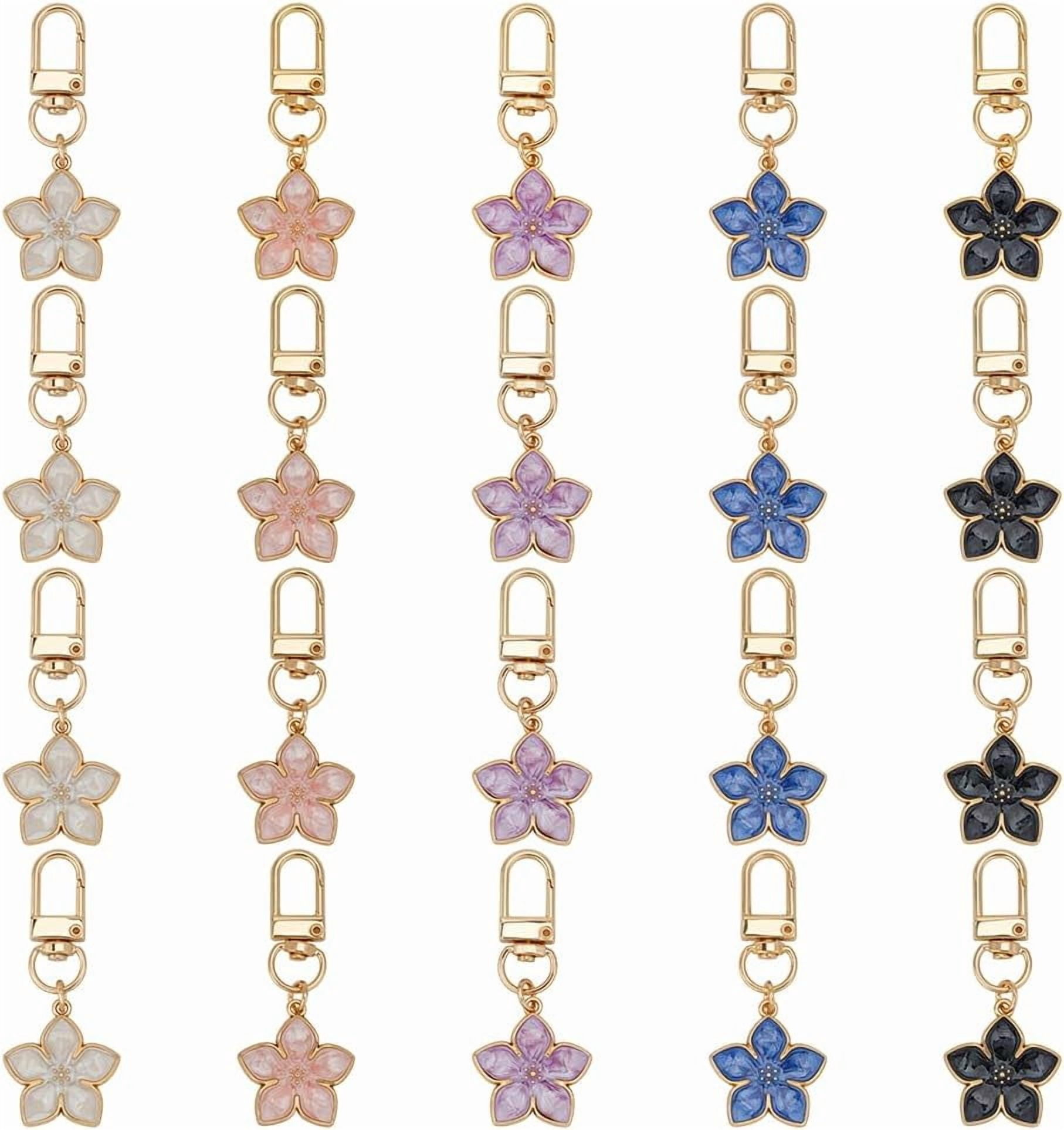 20Pcs 5 Colors Zinc Alloy Keychains Flower Golden Mixed Color 61.5mm ...