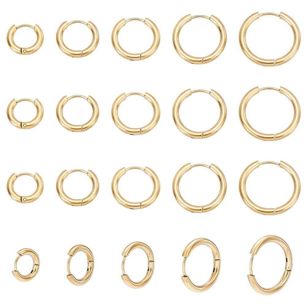 20Pcs 5 Styles 202 Stainless Steel Huggie Hoop Earrings Hypoallergenic ...