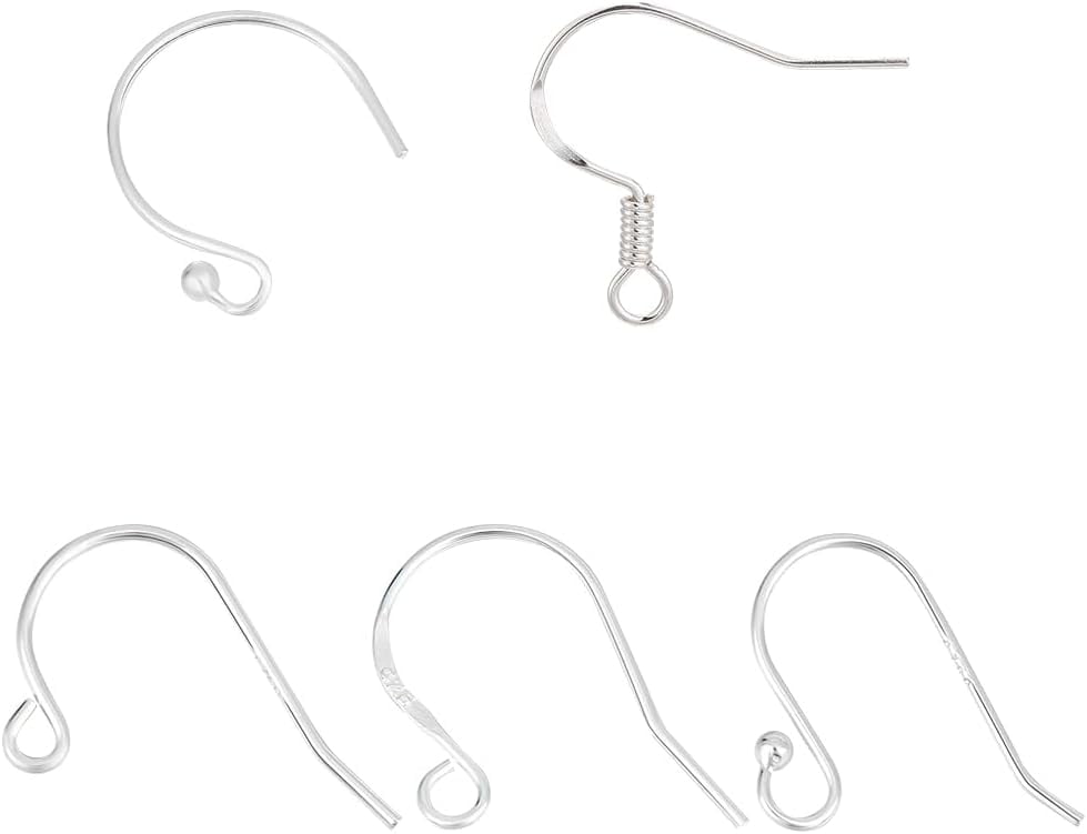 20Pcs 5 Styles 925 Sterling Silver Earring Hooks French Balloon Ball ...