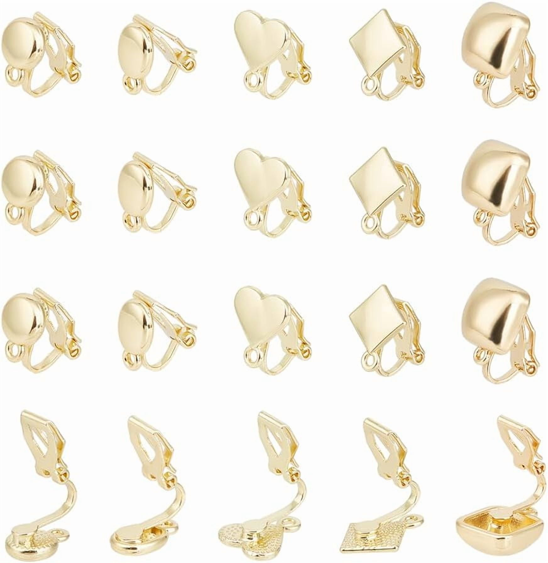 20Pcs 5 Styles Alloy Clip-on Earring Findings with Horizontal Loops ...