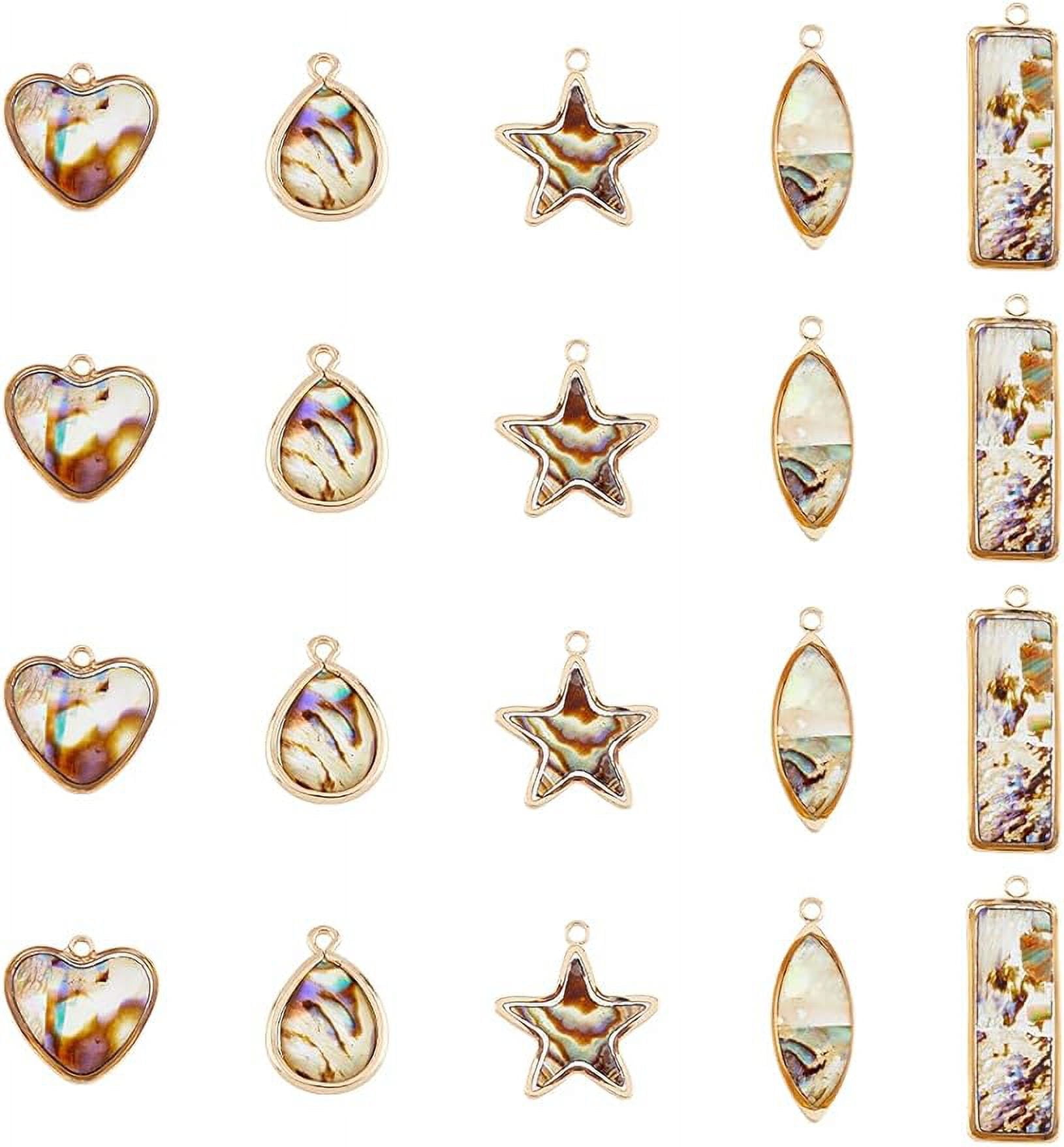 20Pcs 5 Styles Imitation Abalone Shell Charms Enamel Rectangle Pendants ...