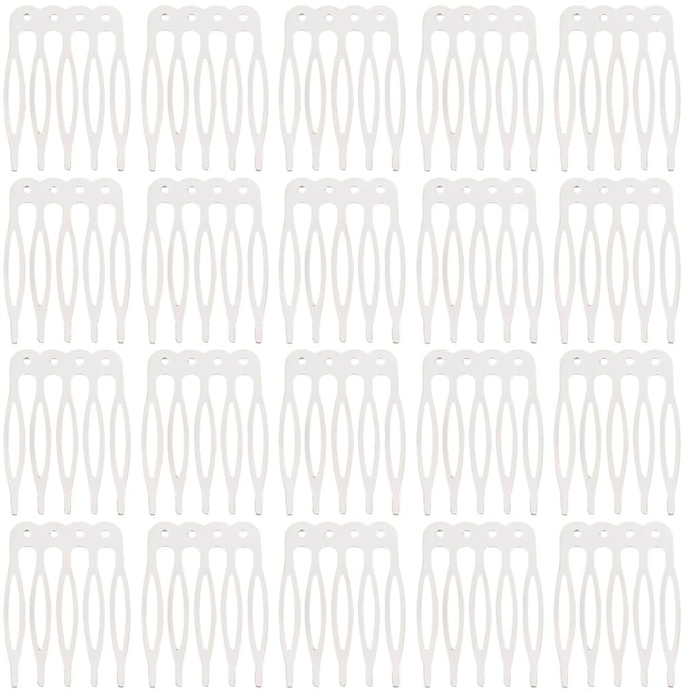 20Pcs 5 Teeth Hair Side Combs Small Tiny Silver Metal Loops Wedding ...