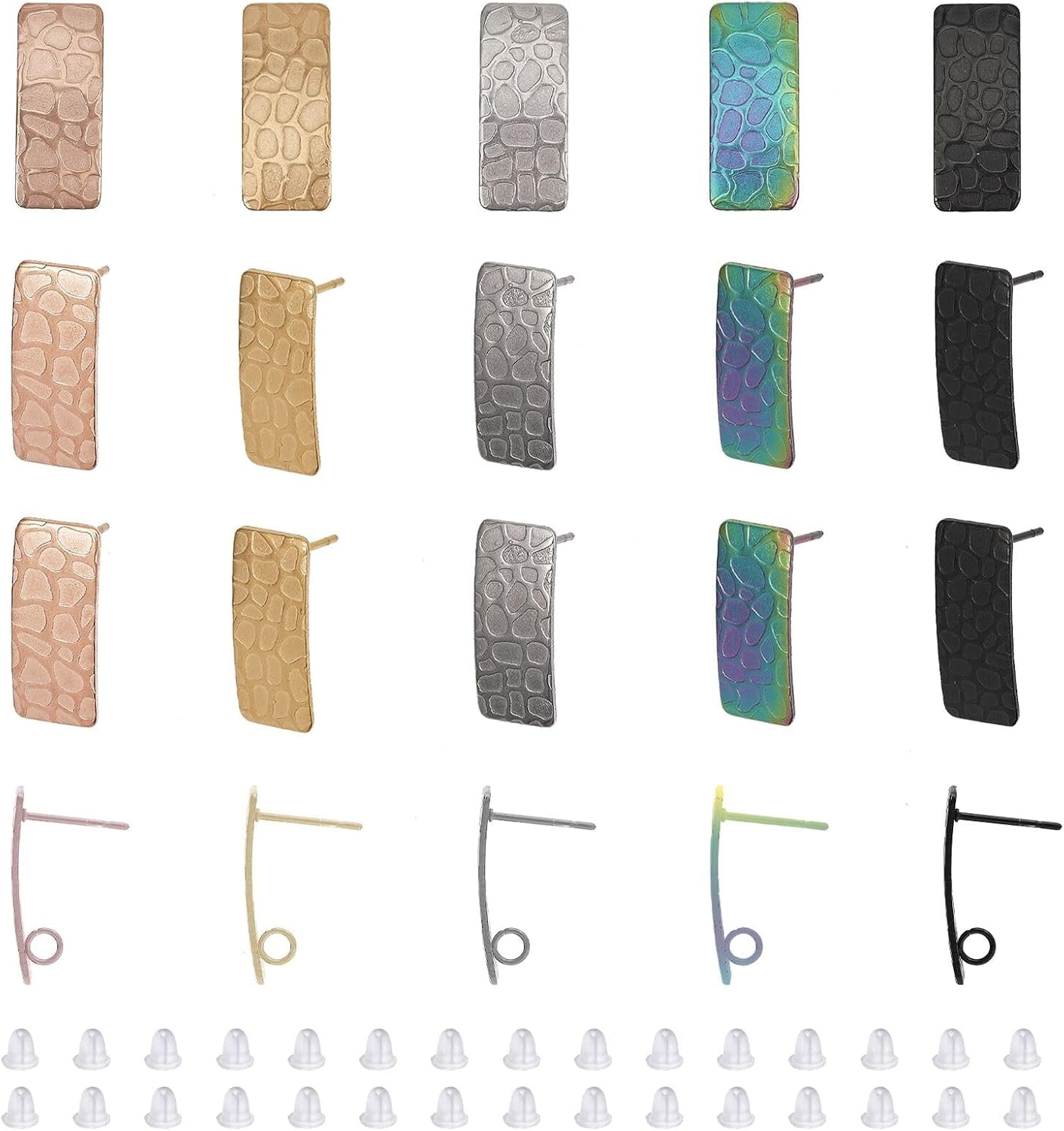 20Pcs 5Colors Stud Earring Findings Stud Earring Findings with Vertical ...