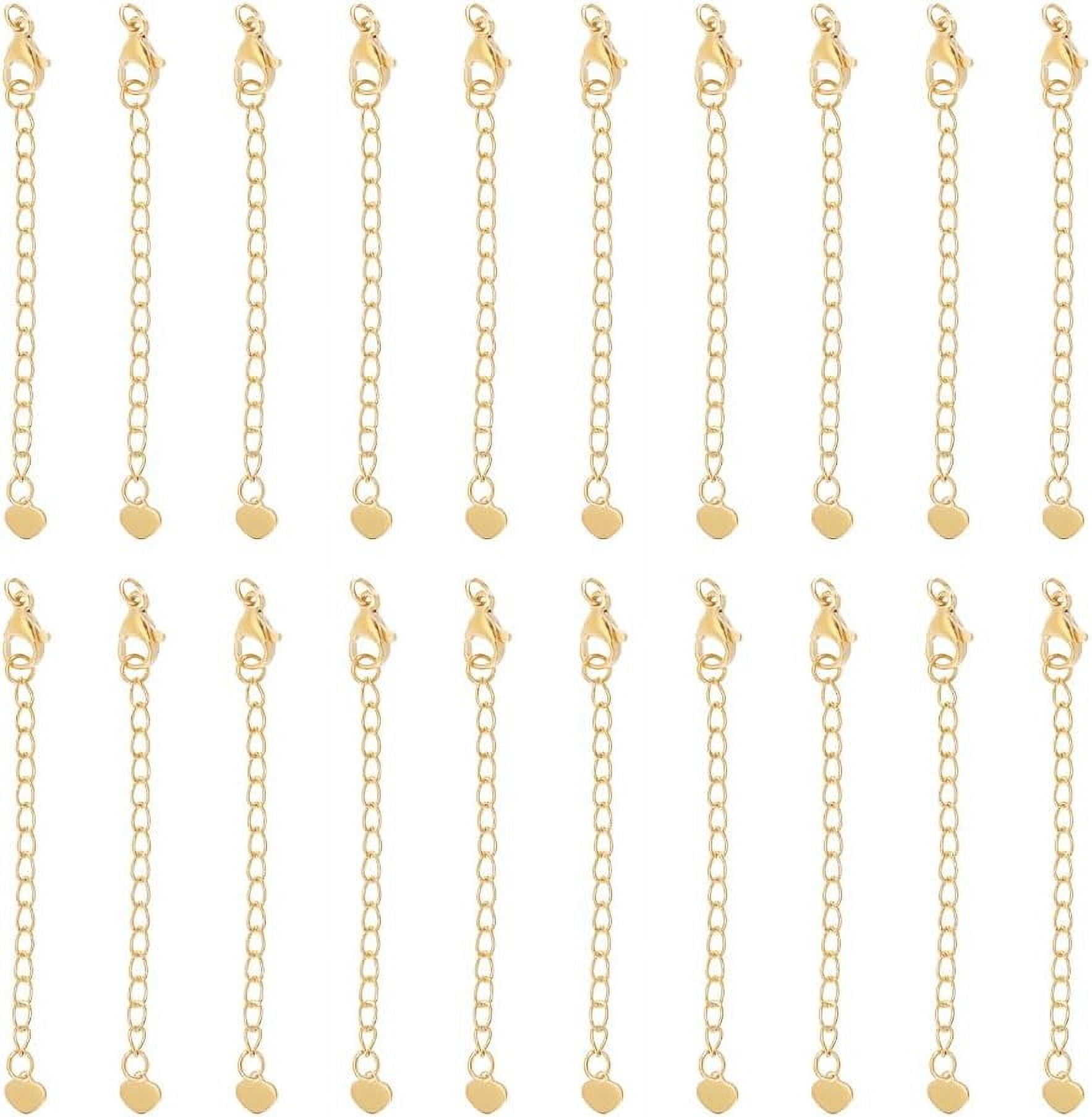 20Pcs 70mm 304 Stainless Steel Golden Extension Chain Sets End Chains ...