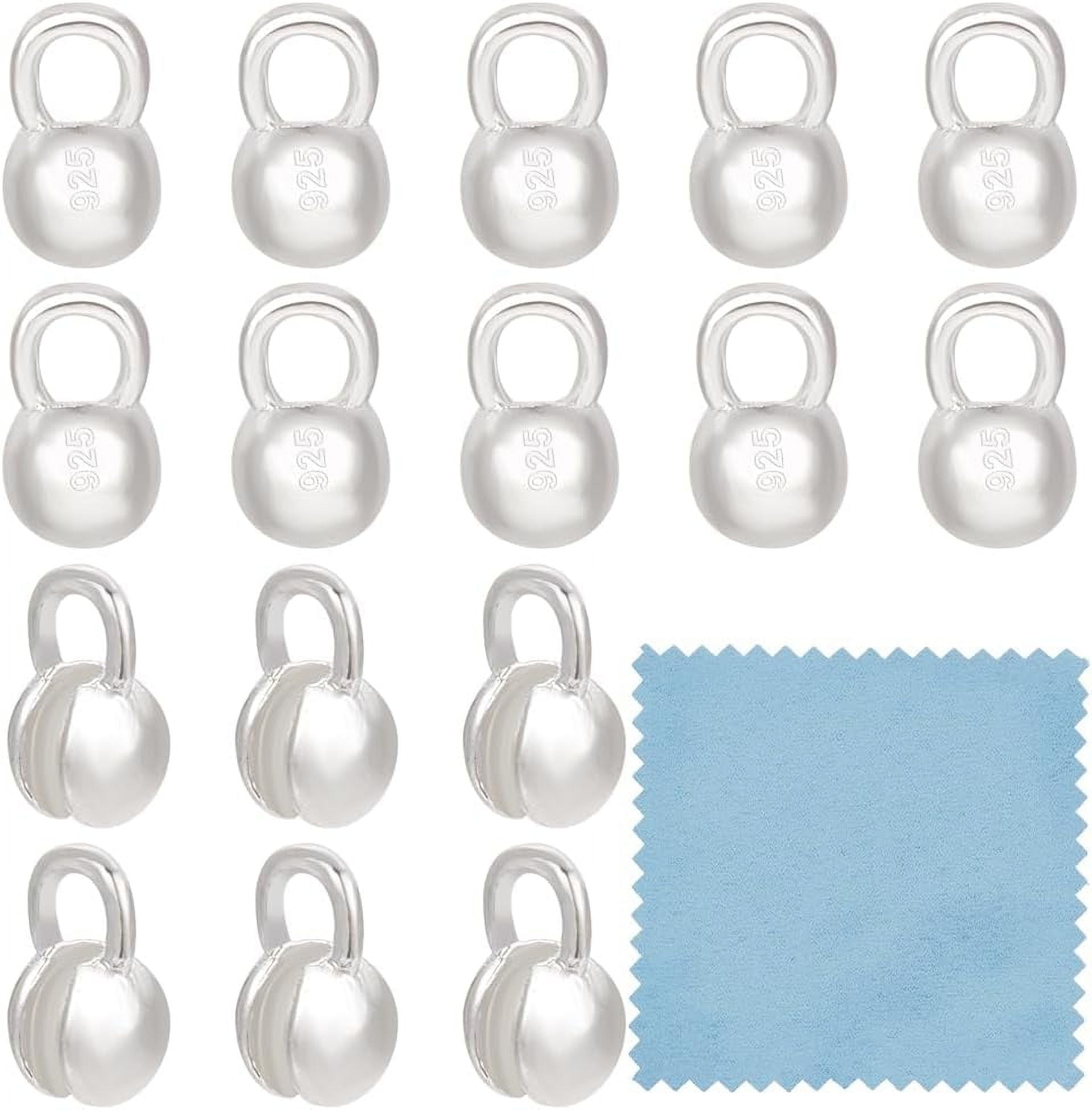 20Pcs 925 Sterling Silver Crimp Cover Beads 6x3.8mm Round Bead Tips ...