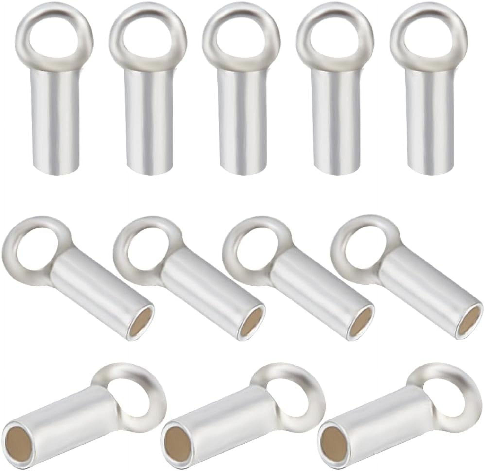 20Pcs 925 Sterling Silver Crimp End Caps Barrel with Loop for 1mm ...