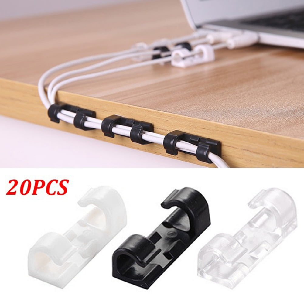 20Pcs Adhesive Data Cable Charging Wire Holder Clips Wall Desk Cord ...