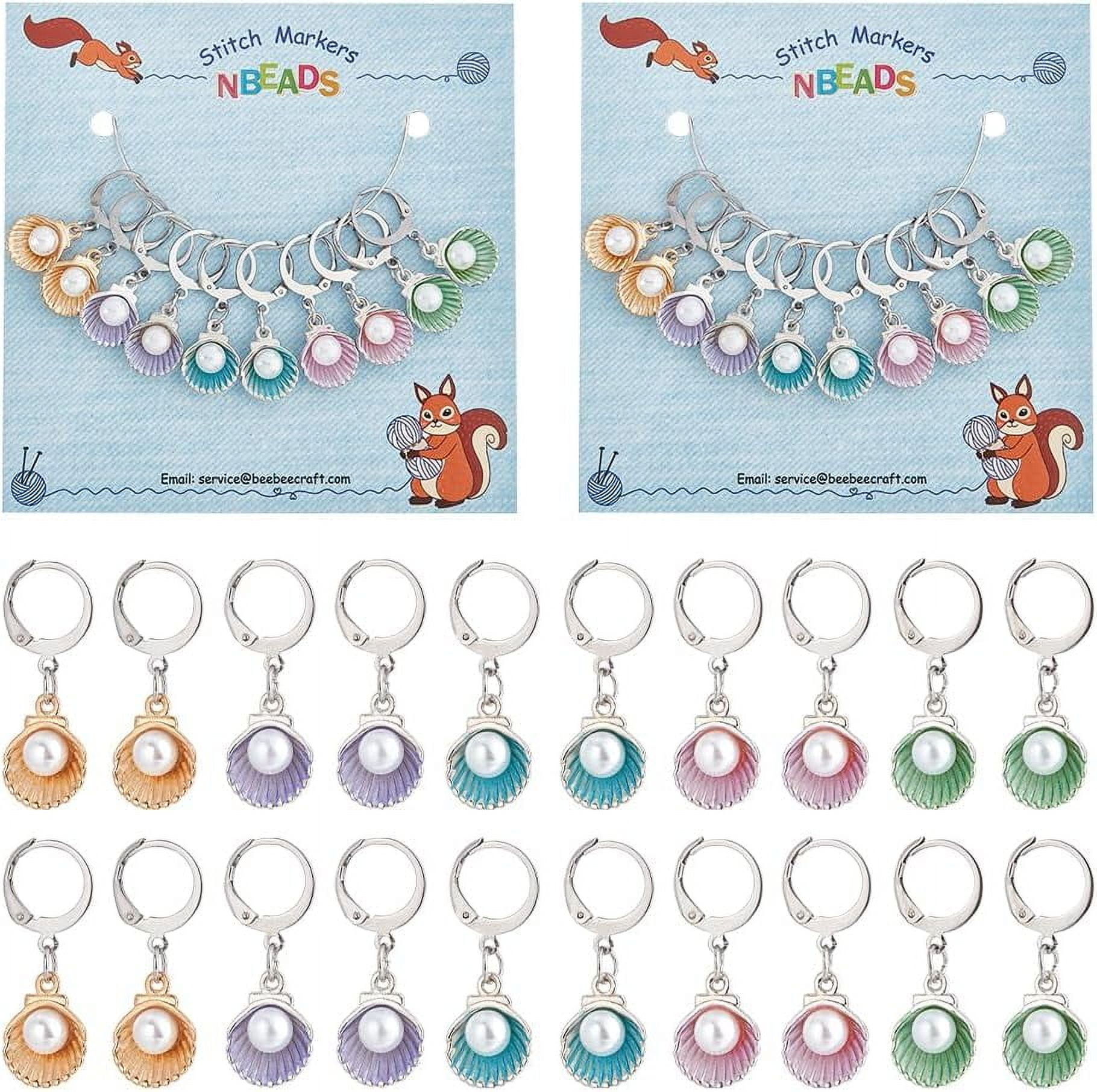 20Pcs Alloy Enamel Stitch Markers Oceanic Style Shell Pendant Stitch ...
