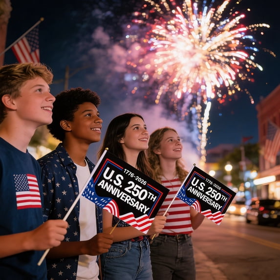 20Pcs America 250th Anniversary Hand Held Stick Flags, Patriotic ...