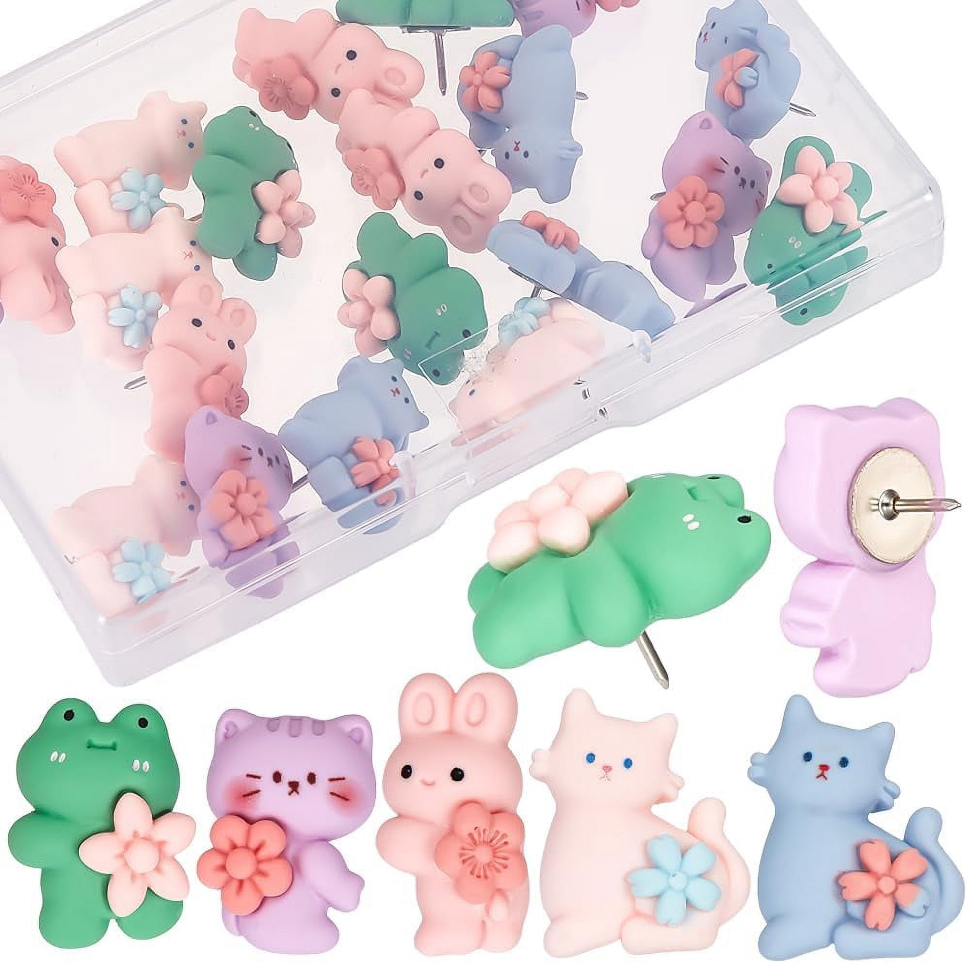20Pcs Animal Push Pins Decorative Resin Push Pins Frog Rabbit Cat for ...