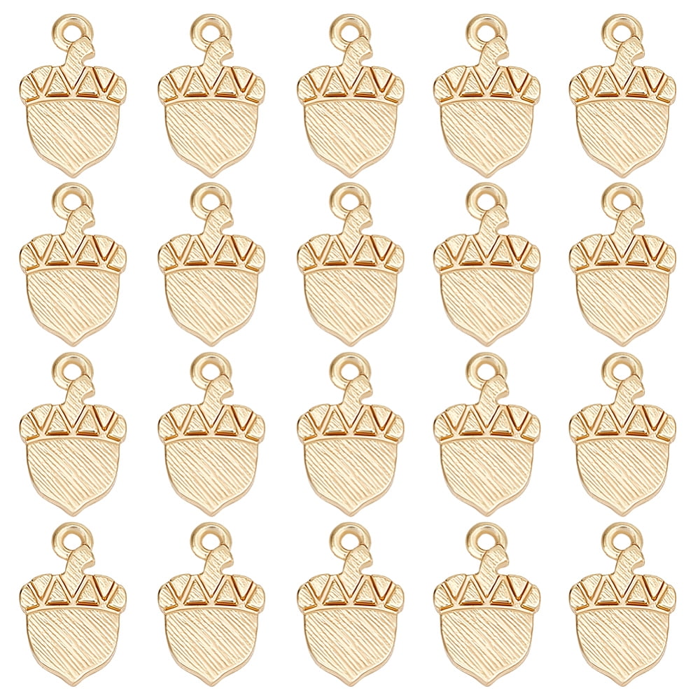 20Pcs Autumn Theme Charms 18K Gold Plated Small Pine Cone Nuts Acorn ...