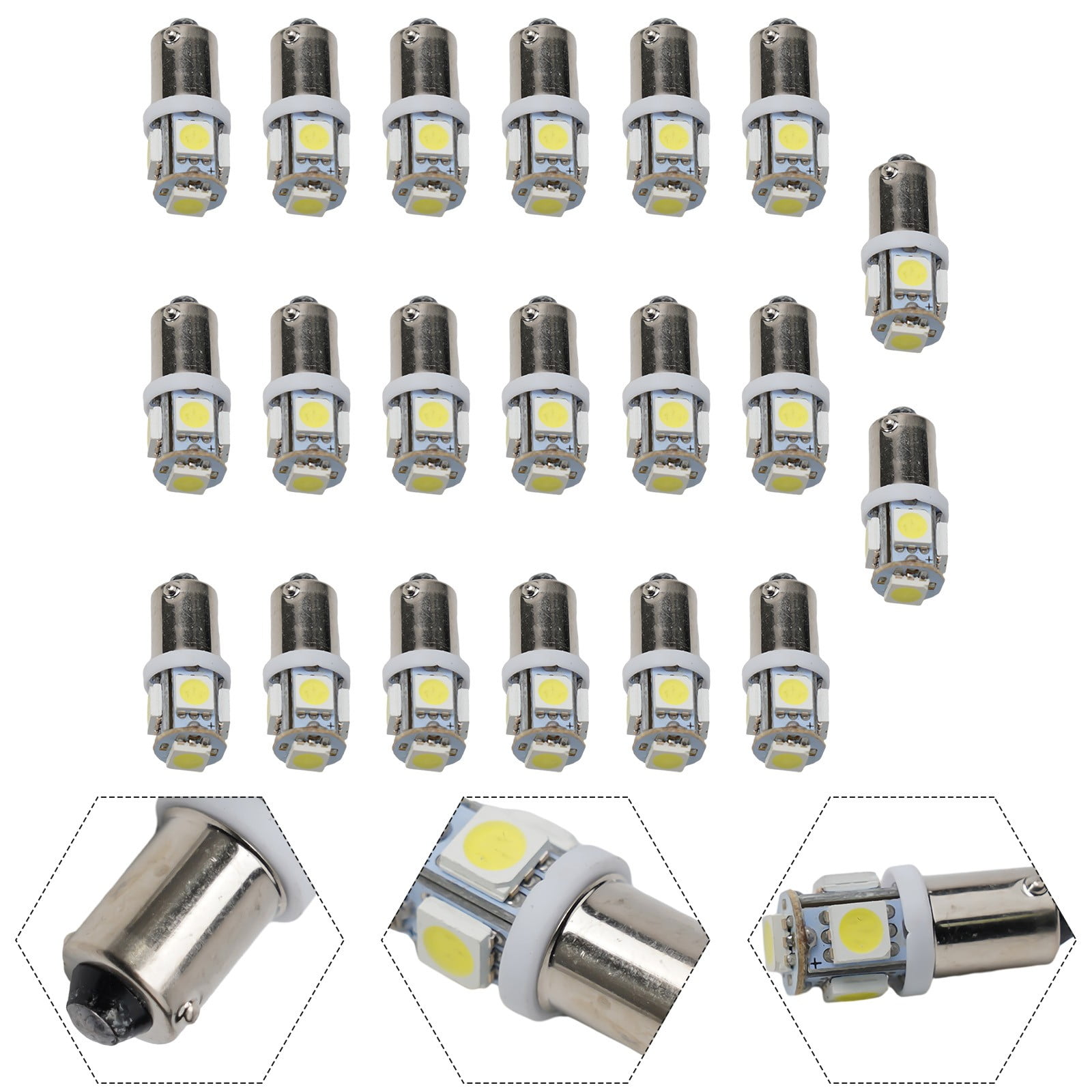 20Pcs BA9s 1895 H6W 53 57 Bayonet LED Light Bulbs for Instrument Dash Bulb White - Walmart.com