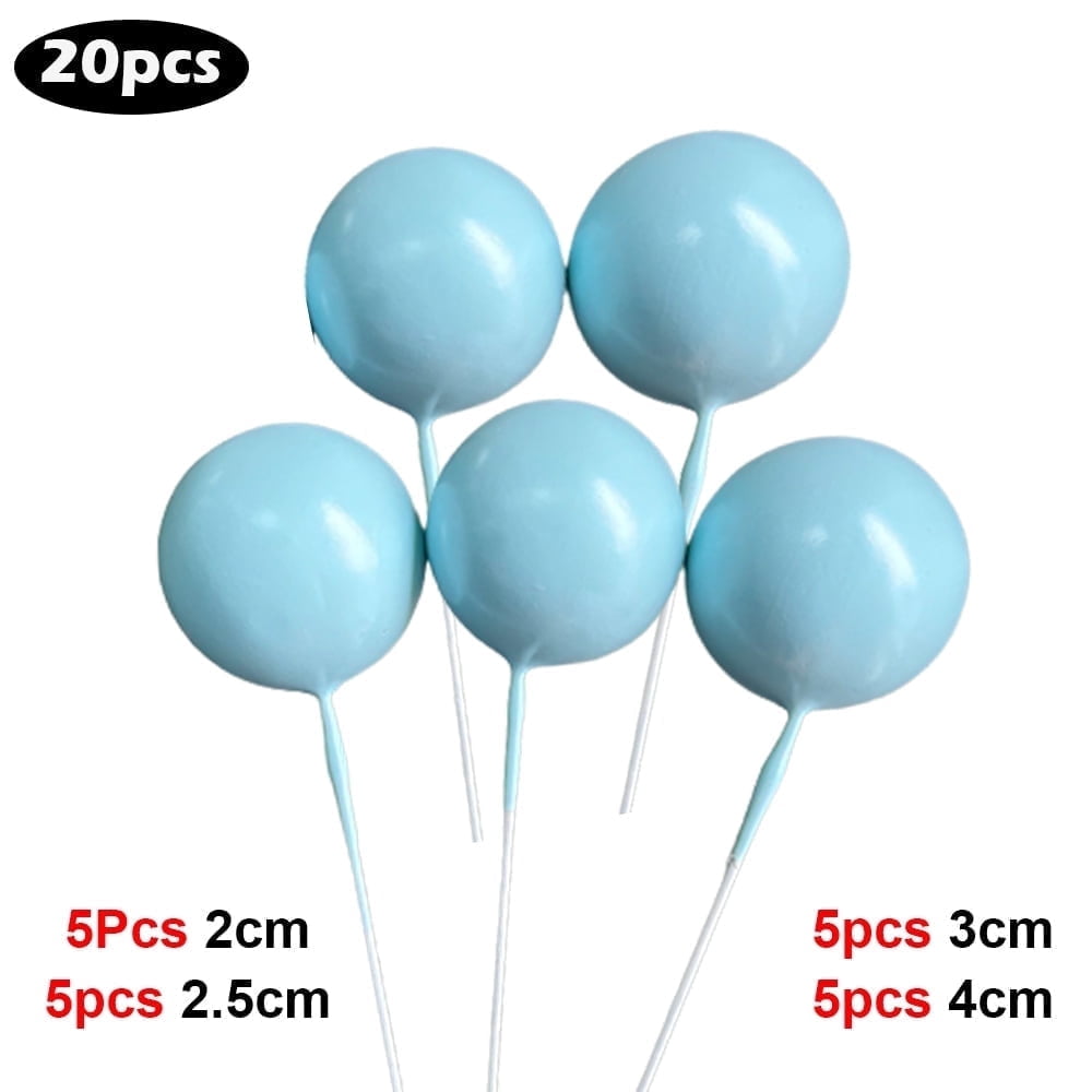 20Pcs Balls Cake Toppers Baby Blue 2-4cm Different Size Foam Balls Cake ...