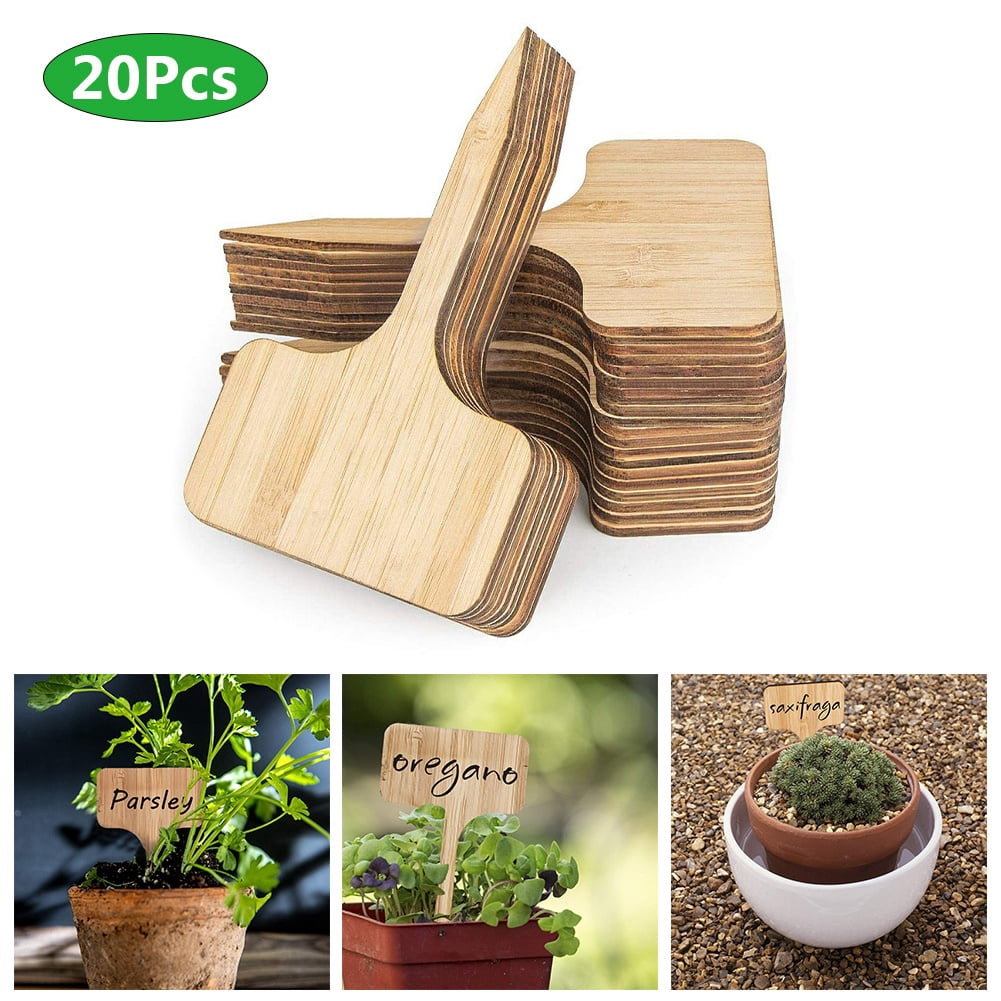 20Pcs Bamboo Plant Labels Vegetable Garden Markers T-Type Plant Tags ...