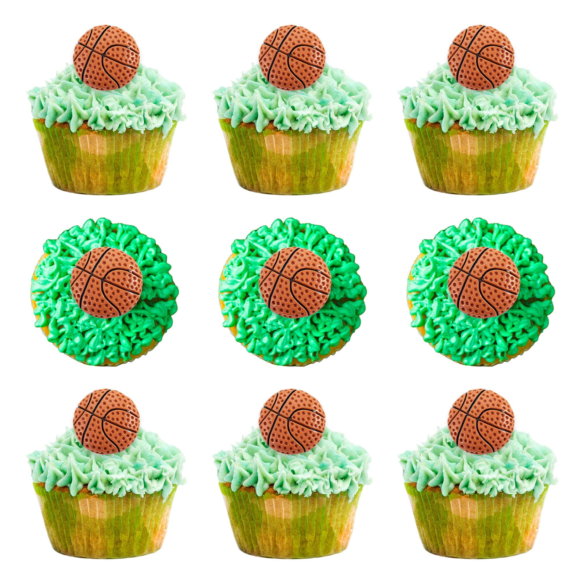 20Pcs Basketball Cupcake Toppers Resin Sports Ball Cupcake Toppers for ...