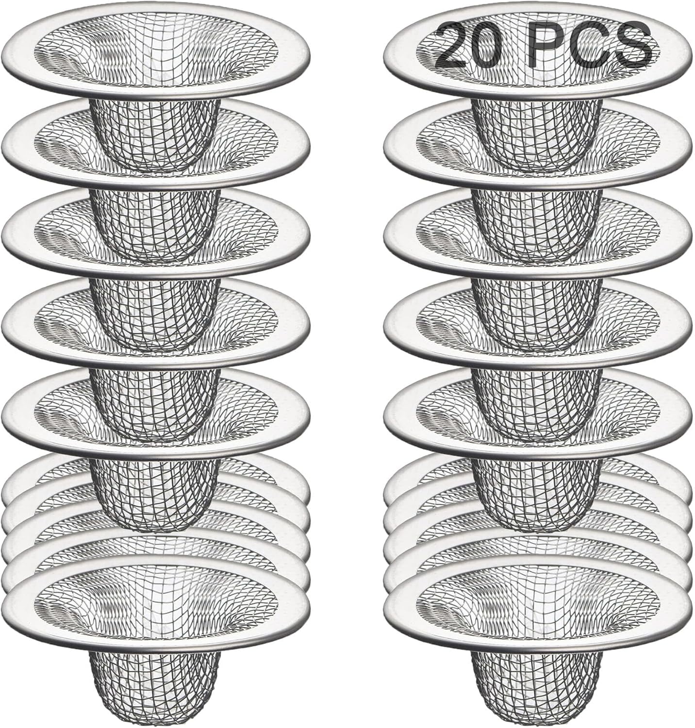 20Pcs Bathroom Sink Drain Strainer Screen Mesh, 2.75'' Stainless Steel ...