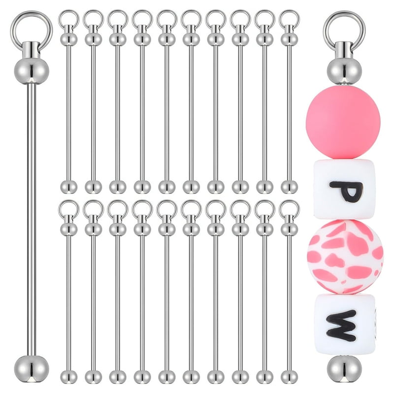 20Pcs Beadable Keychains Metal Bar Chains for Jewelry Making Keychain ...