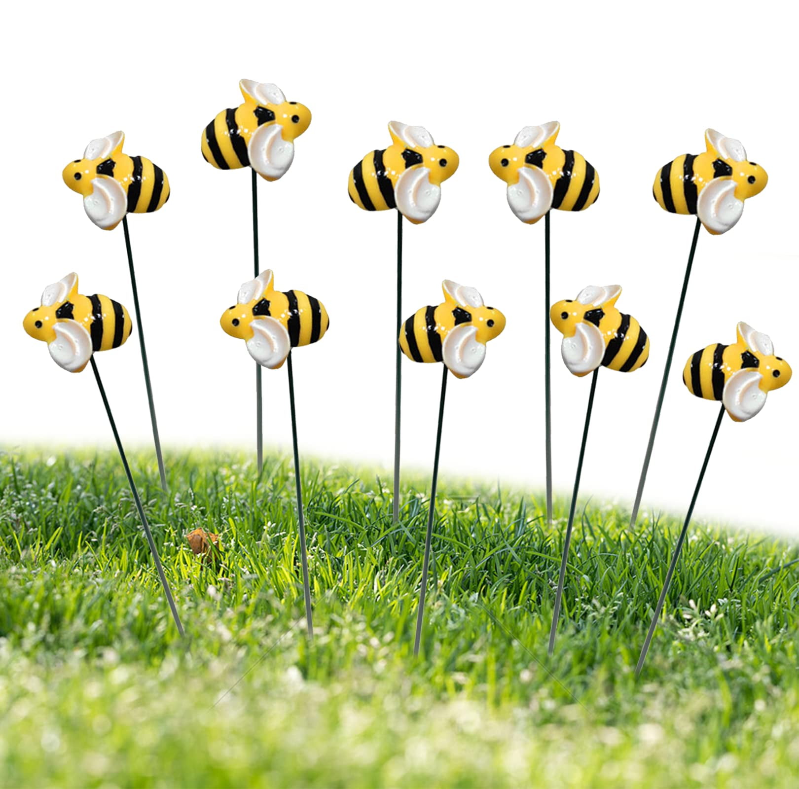 20Pcs Bee Garden Stakes Decor Metal Yard Art Ornaments Front Yard Art ...