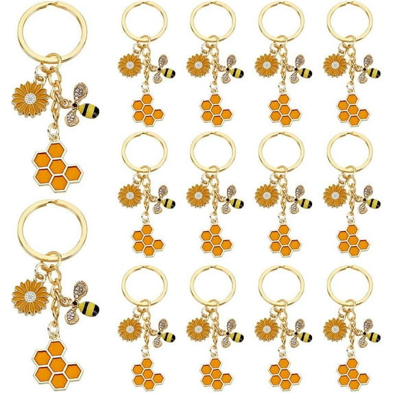 20Pcs Bee Key Chain Bag Charms with Flower Honeybee Cute Enamel ...