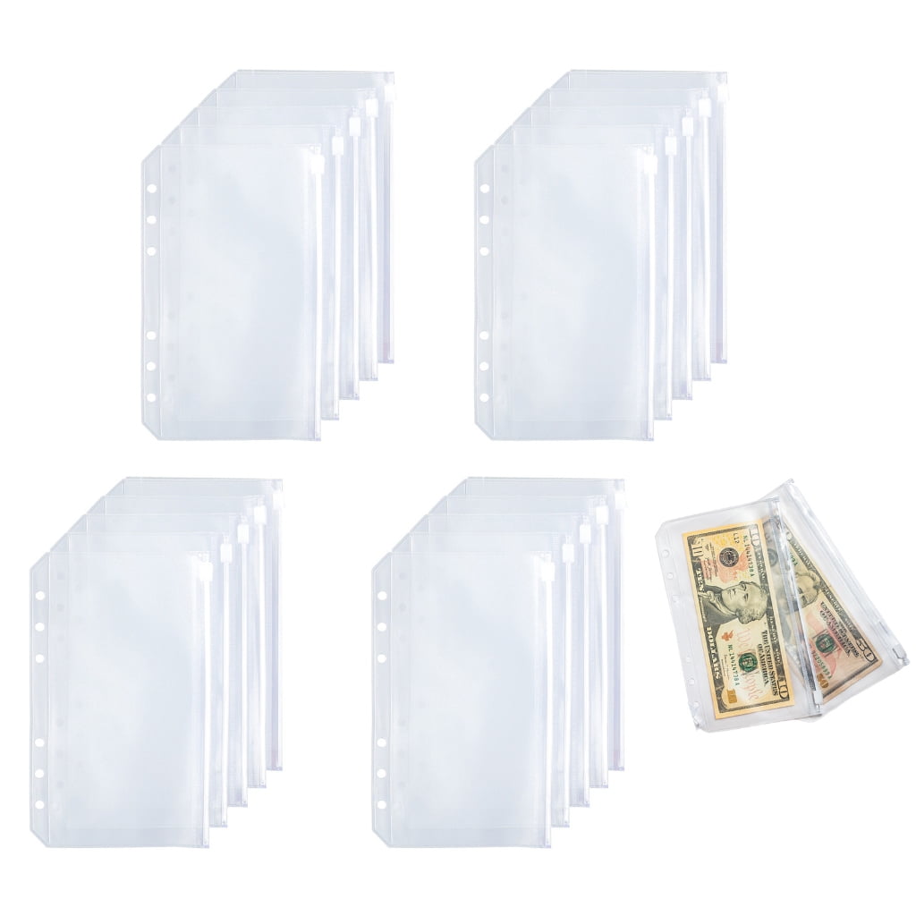 20Pcs Binder Pockets Clear Zippered Folder for 6-Holes Binder, Budget ...