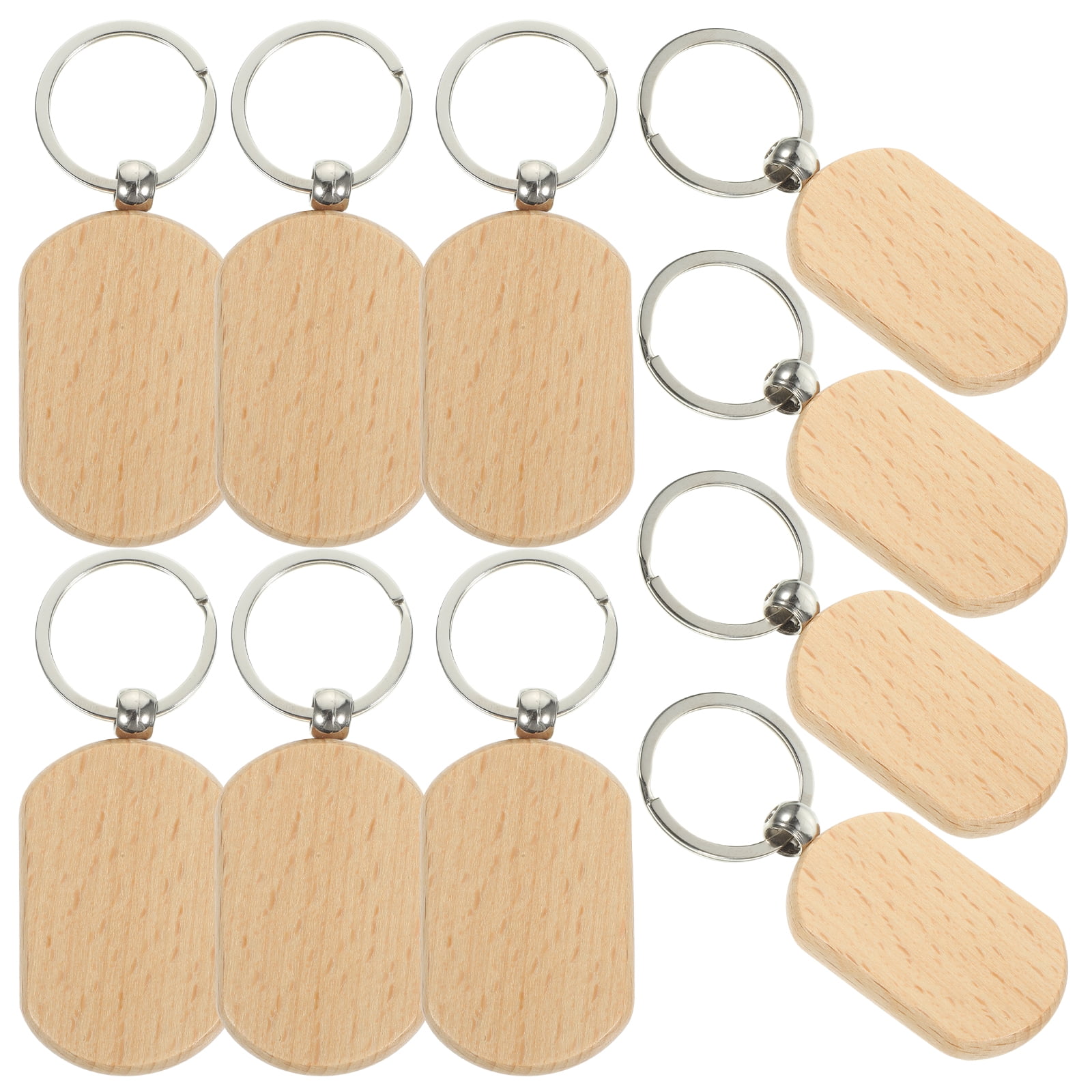 20Pcs Blank Keychains Wood Keychain Blanks Wooden Key Rings Crafts ...