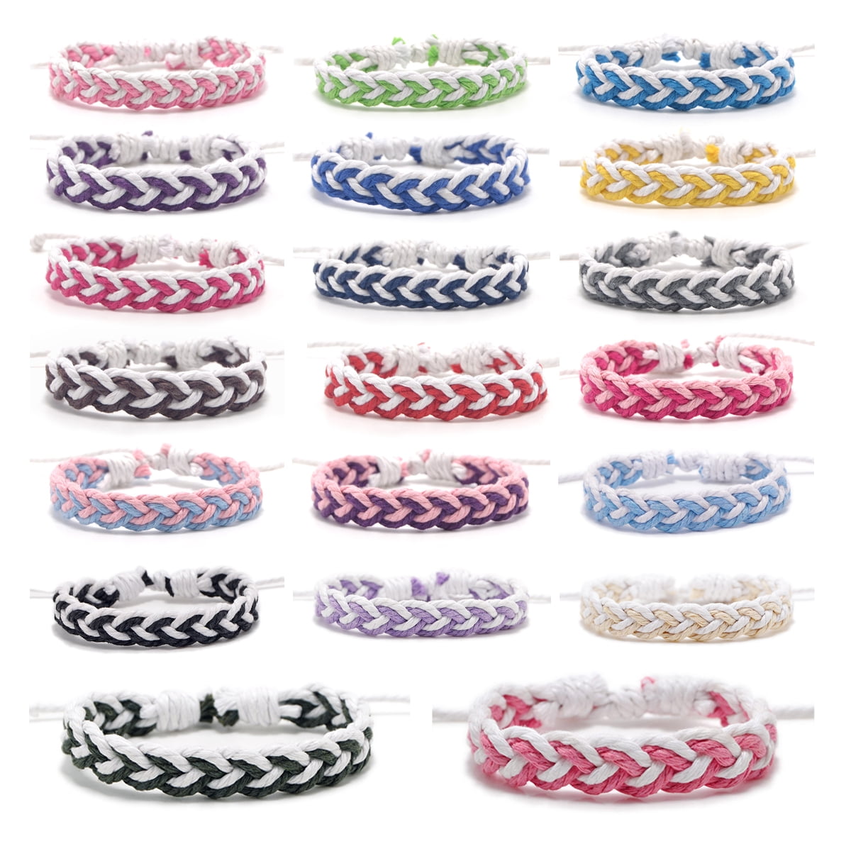 20Pcs Braided Friendship Bracelet with a Sliding Knot Closure, Handmade ...