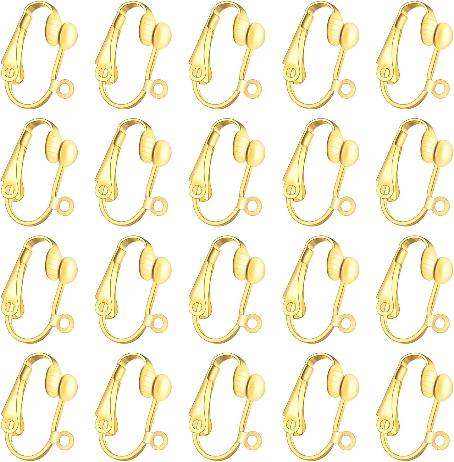 20Pcs Brass Clip-on Earring Converter with Easy Open Loop Earring Clips ...