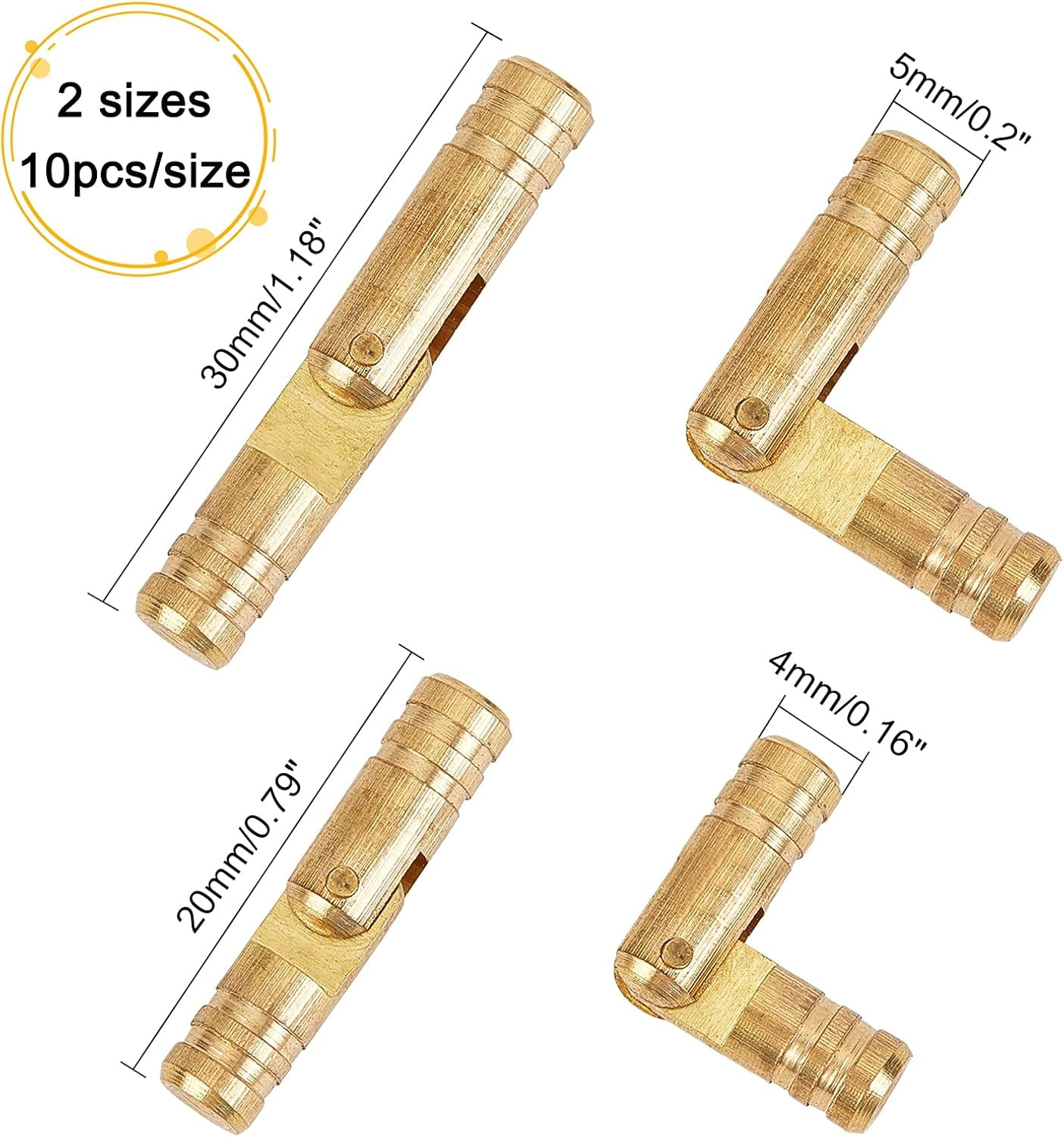 20Pcs Brass Concealed Hinge Brass Concealed Hinge Cylindrical Barrel ...