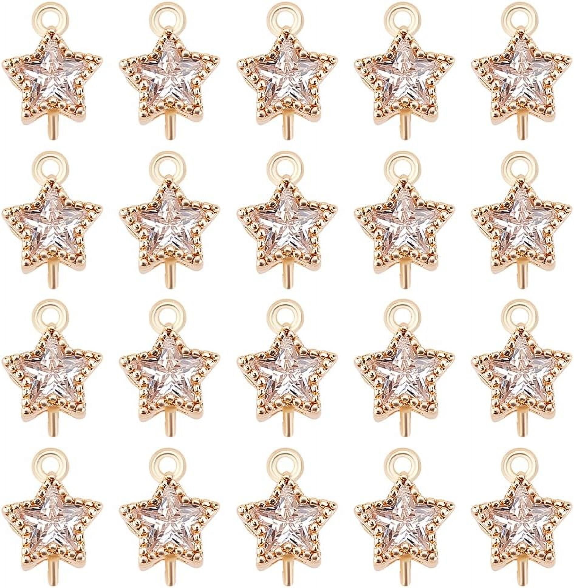 20Pcs Brass Pave Clear Cubic Zirconia Links Star Nickel Free Real 18K ...