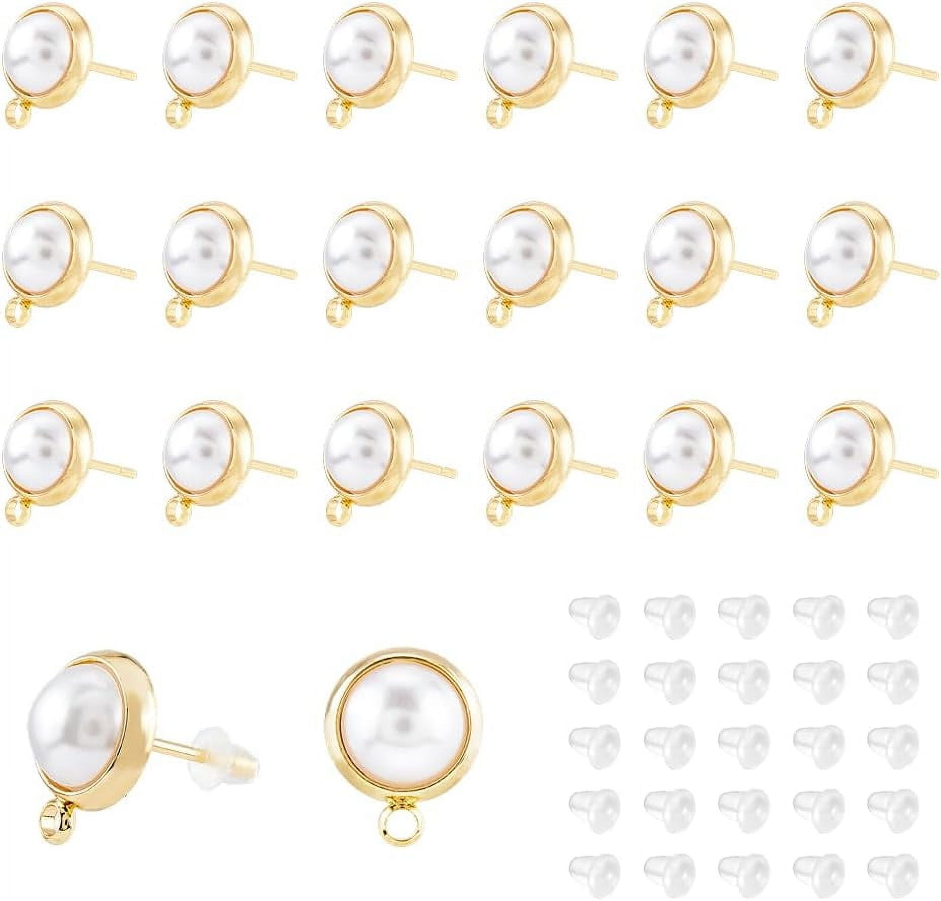 20Pcs Brass Stud Earring Findings with 925 Sterling Silver Pins & ABS ...