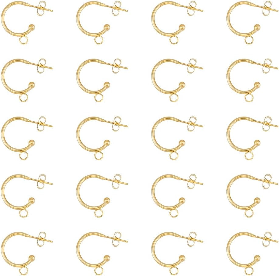20Pcs Brass Stud Earring Findings Half Hoop Earring Findings with ...