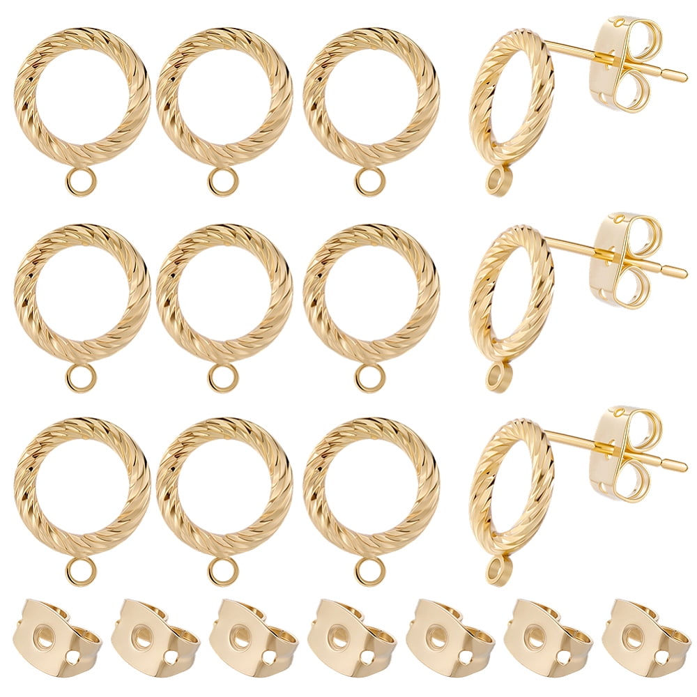 20Pcs Brass Stud Earring Findings Long-Lasting Plated Ring Nickel Free ...