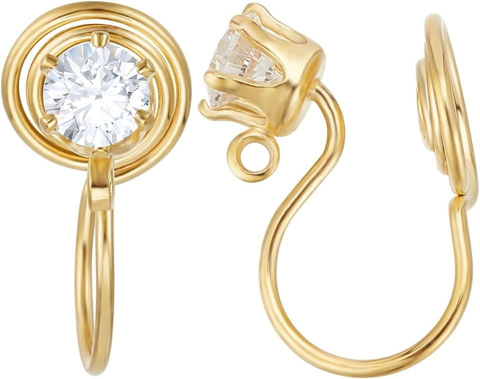 20Pcs Brass Vortex Clip-on Earring Findings with Cubic Zirconia Wire ...